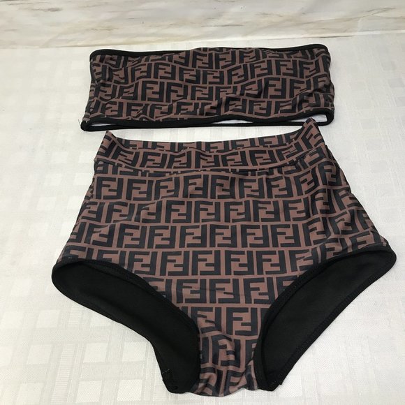 Fendi | Swim | Nwt Fendi Large Womens Brown Black Monogram Ff Logo ...